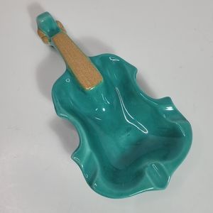 Accents | Gorgeous Teal Handmade Ceramic Ashtray Trinket Dish Violin ...